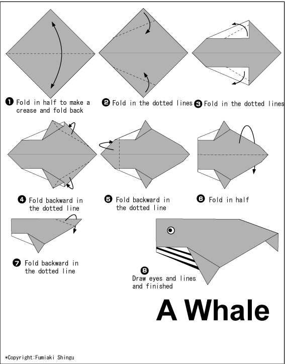 Whale - Easy Origami instructions For Kids