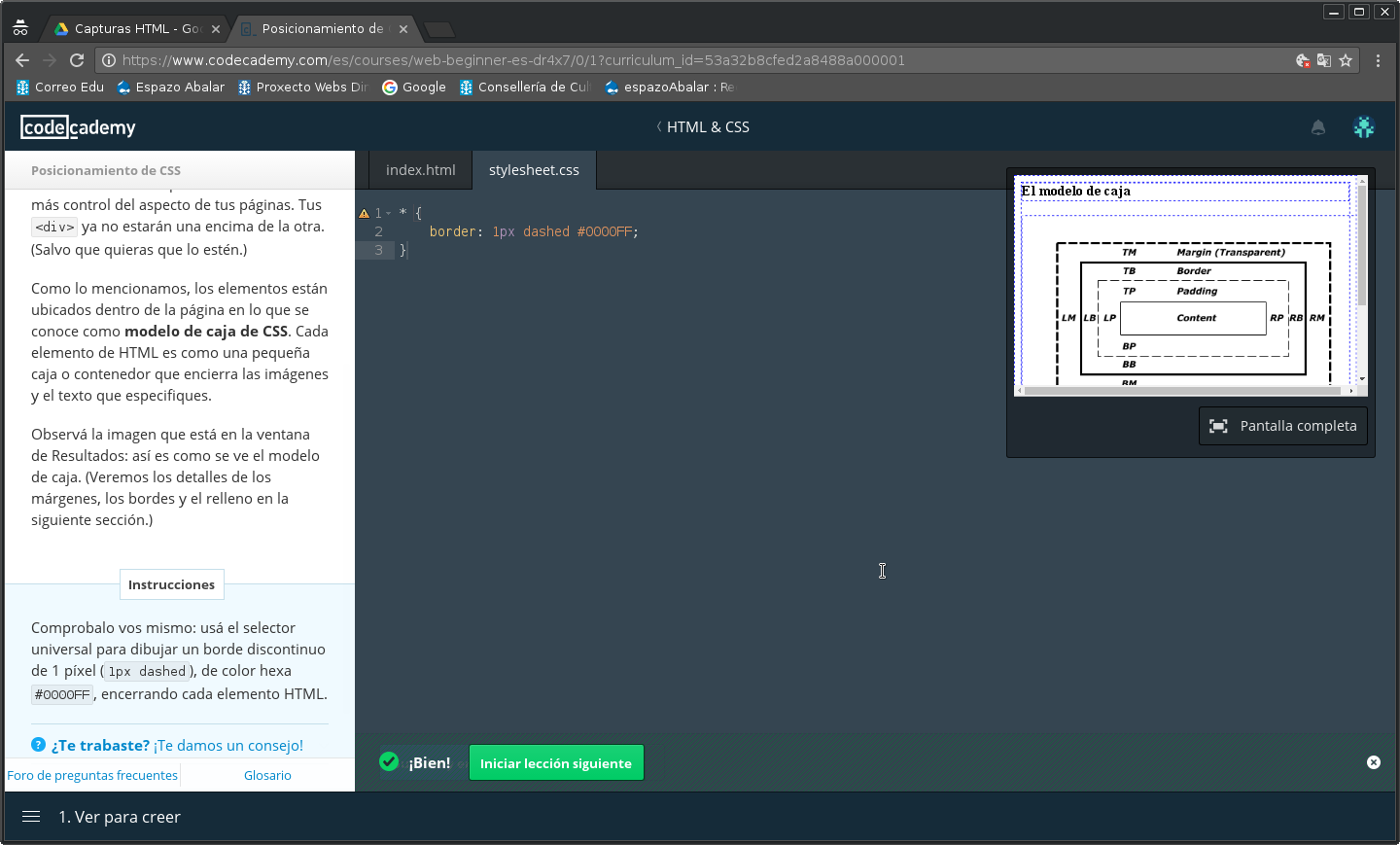 HTML X: modelo de caja