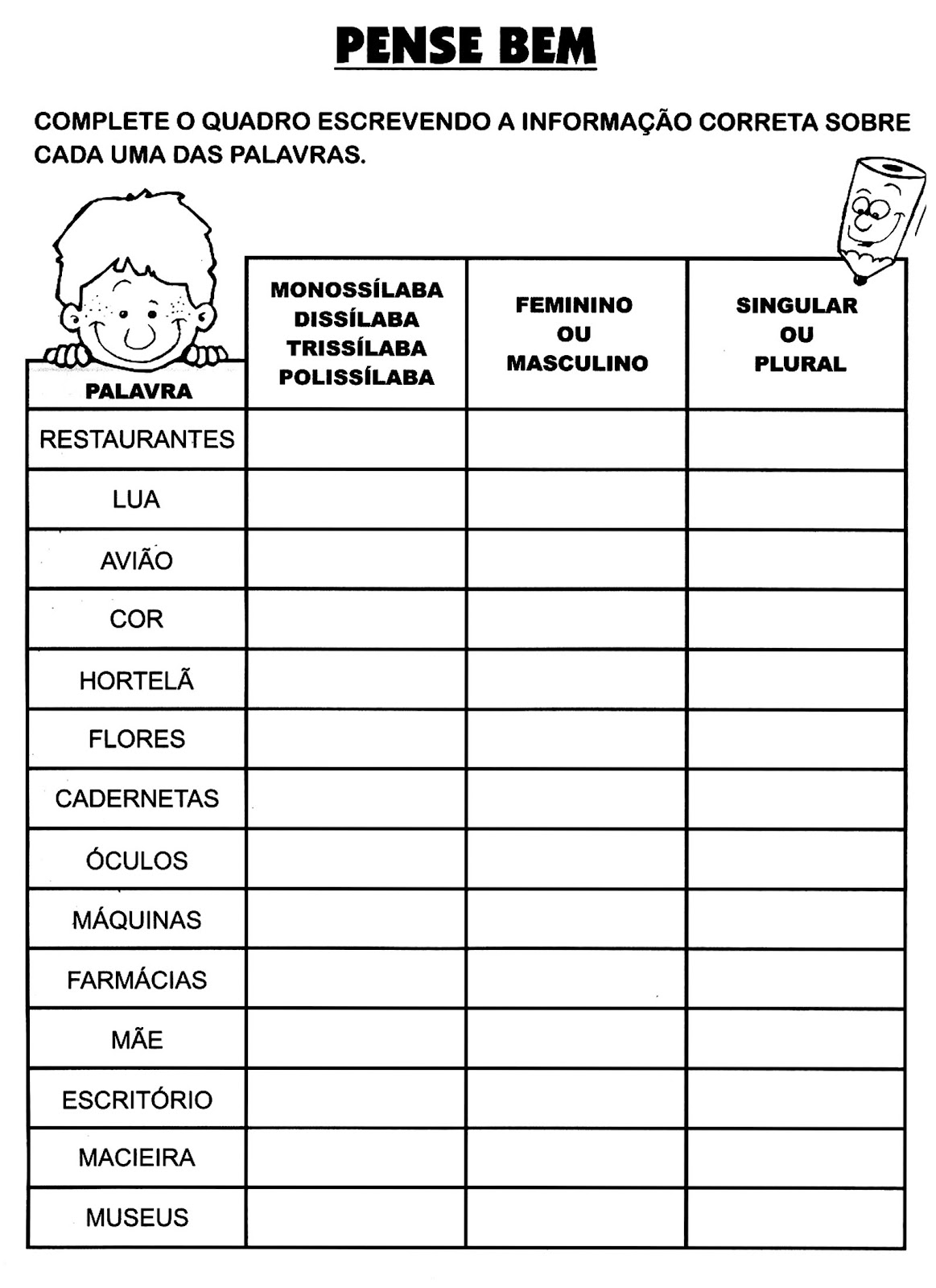 Atividade Monossilaba Dissilaba Trissilaba Polissilaba 4 Ano - EDUCA