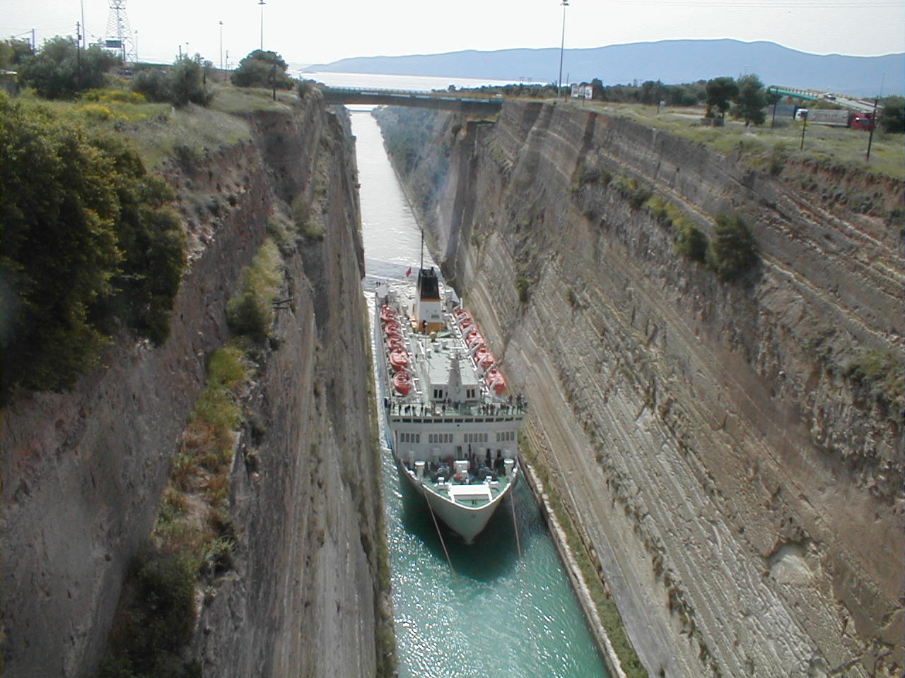 Celebrities Show: Ships Transiting In Narrow Corinth Canal Celebrities Show: Ships Transiting In Narrow Corinth Canal