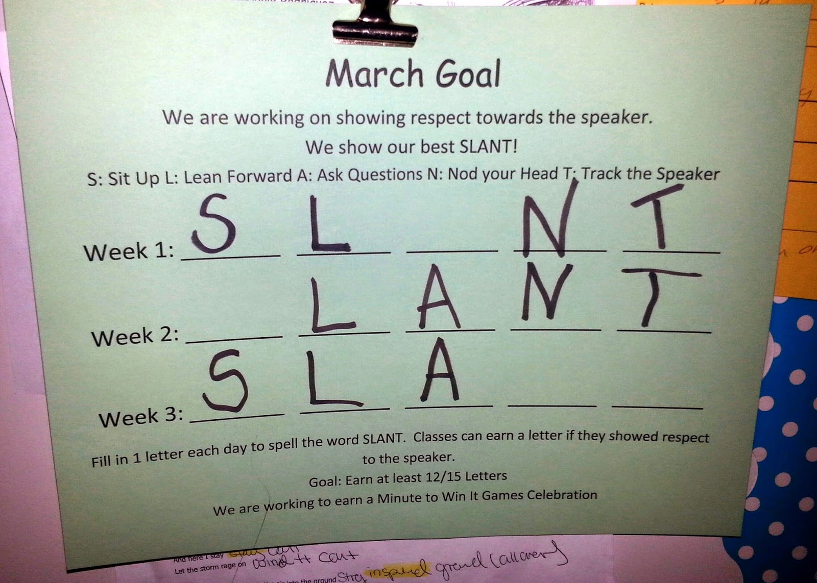 Juice Boxes and Crayolas: Current Classroom Management Win: SLANT