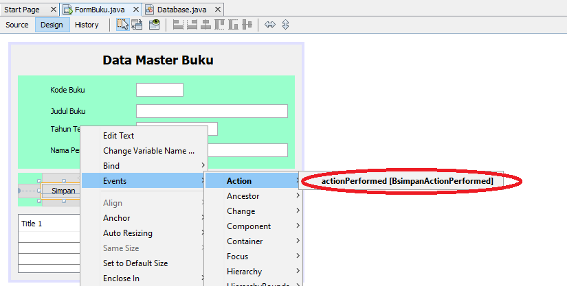 Koneksi Database Mysql dan CRUD Java NetBeans : Koding Simpan Java Netbeans