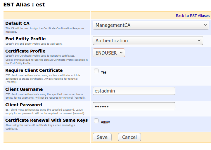 EJBCA - Open Source Enterprise PKI: EST for Certificate Enrollment