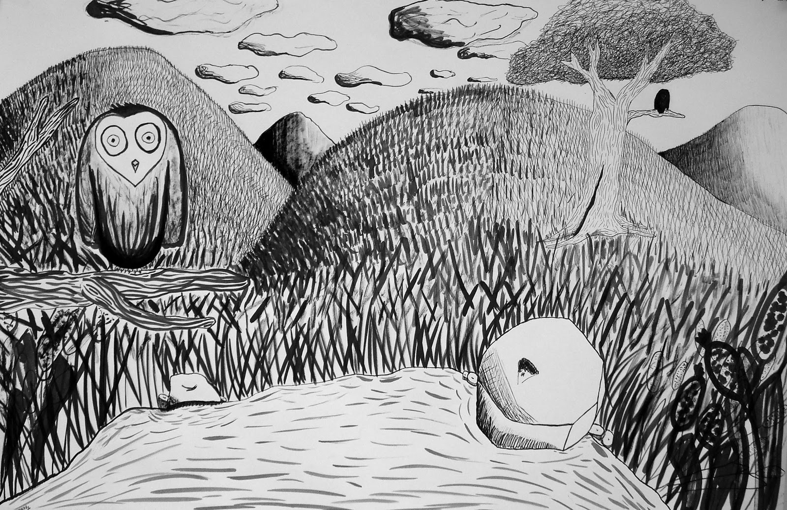 Art at OHS: Landscapes with differen Mark Making