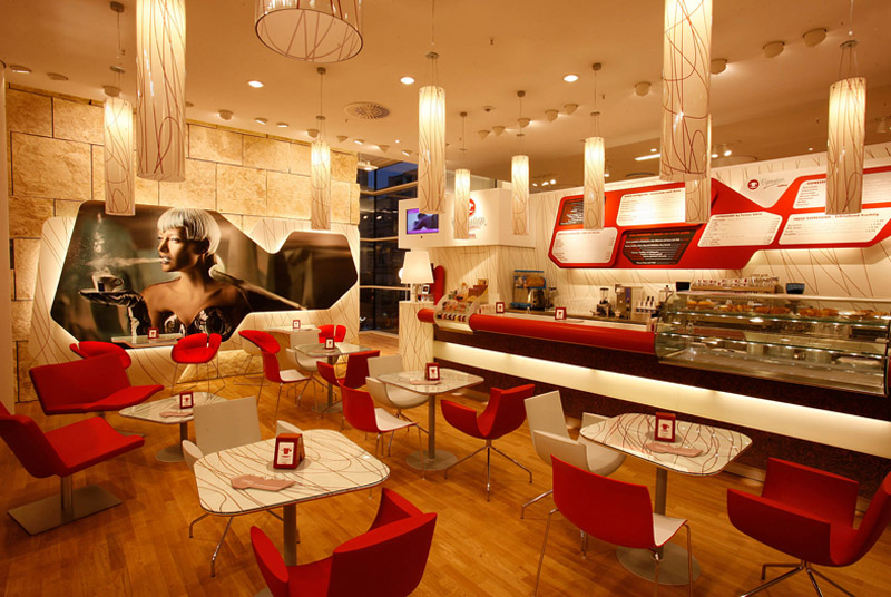 Crea International - physical brand design: Lavazza coffee shop is ...