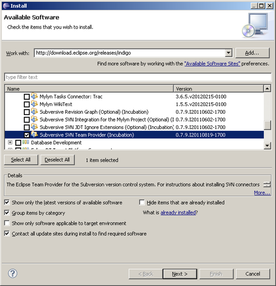 Desarrollo Web Instalar Plugin Svn Eclipse Pdt