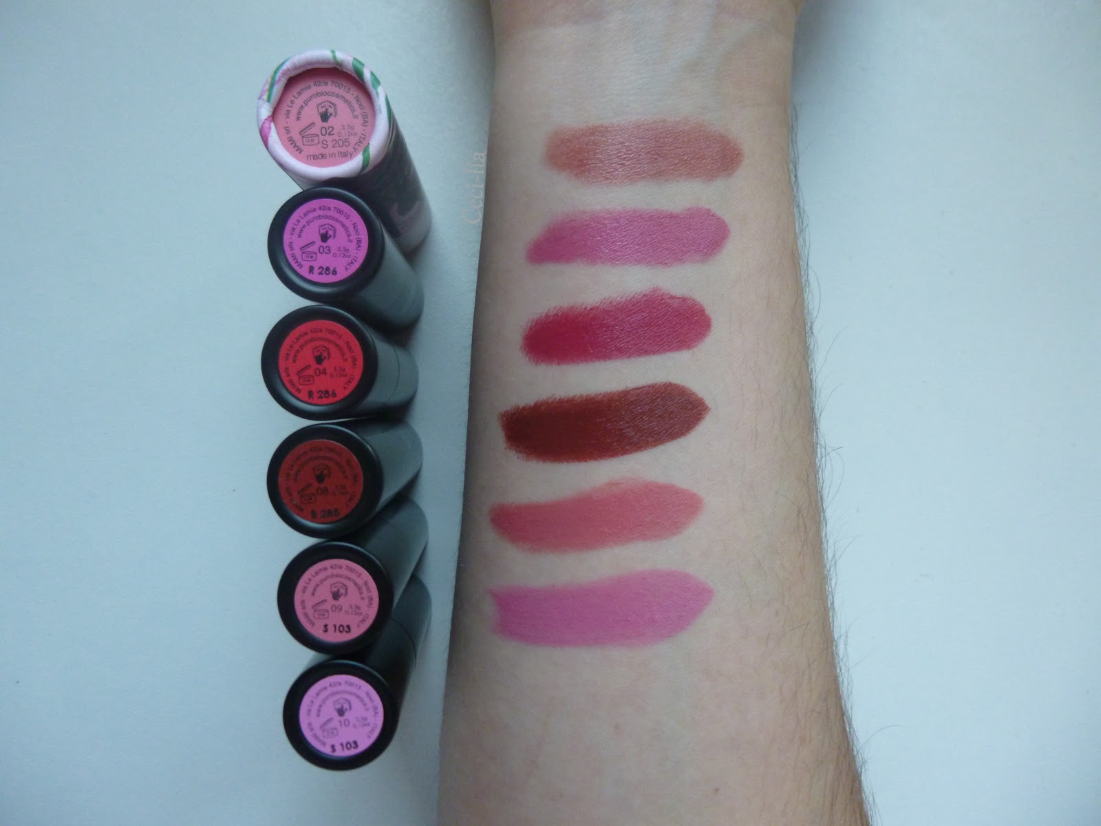 C'est s'il y a: Rouge lèvre bio Purobio swatch