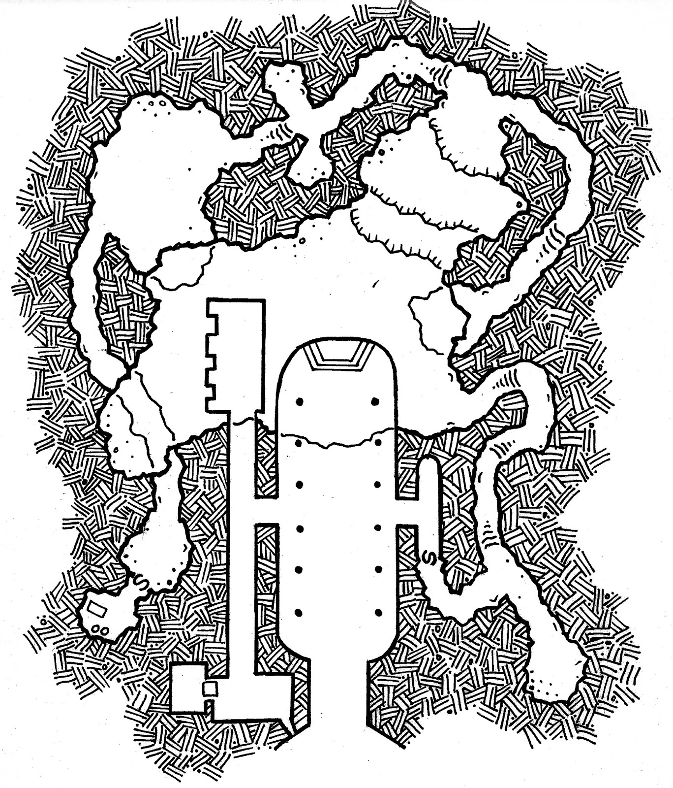 Carto Cacography: Hand-Drawn Dungeon Map: Secret in the Deep