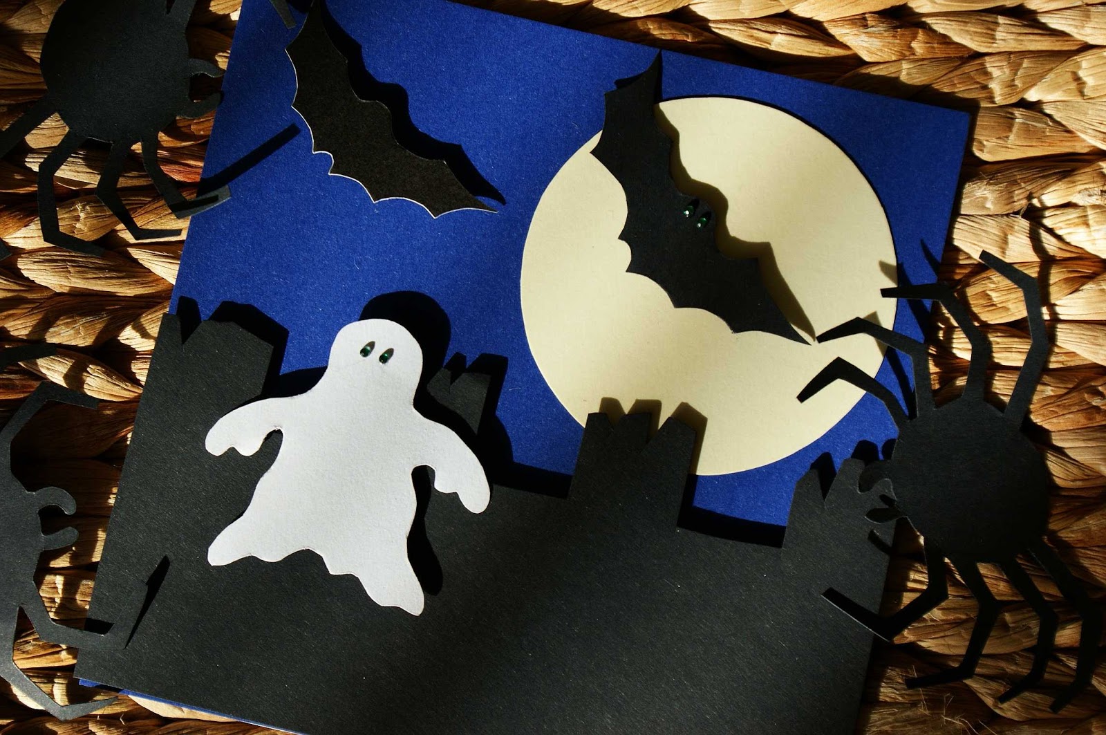 Craft Magic: Handmade Halloween Card - Ghost, Castle Ruins, Bats and ...