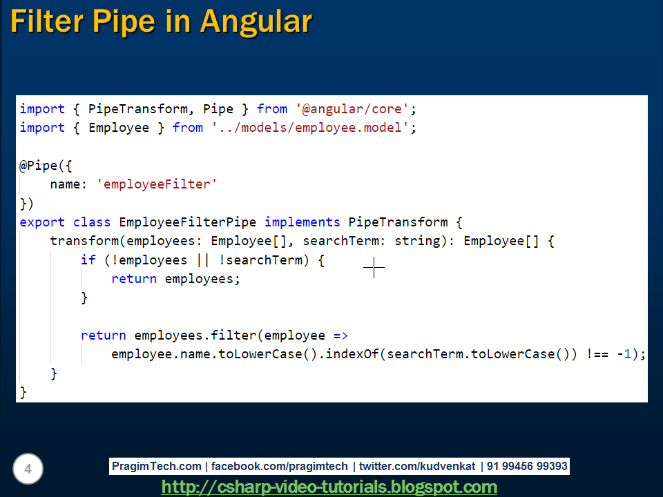 Sql Server Net And C Video Tutorial Filter Pipe In Angular Slides