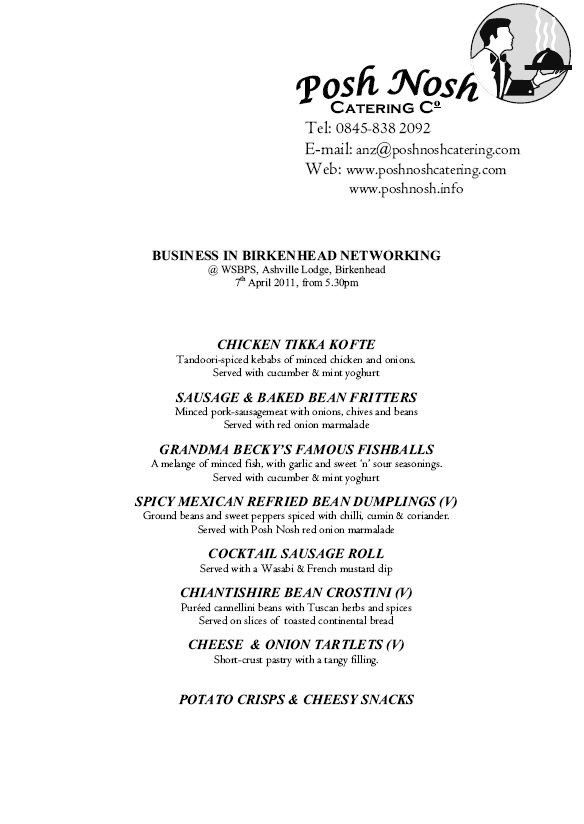 Posh Nosh Morsels: Business in Birkenhead Buffet