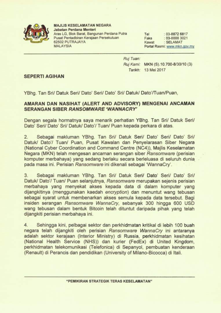 Surat Amaran Dari Majlis Keselamatan Negara Untuk Kita - KAKI PALU