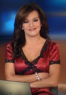 Ladies in Satin Blouses: Robin Meade - red satin top