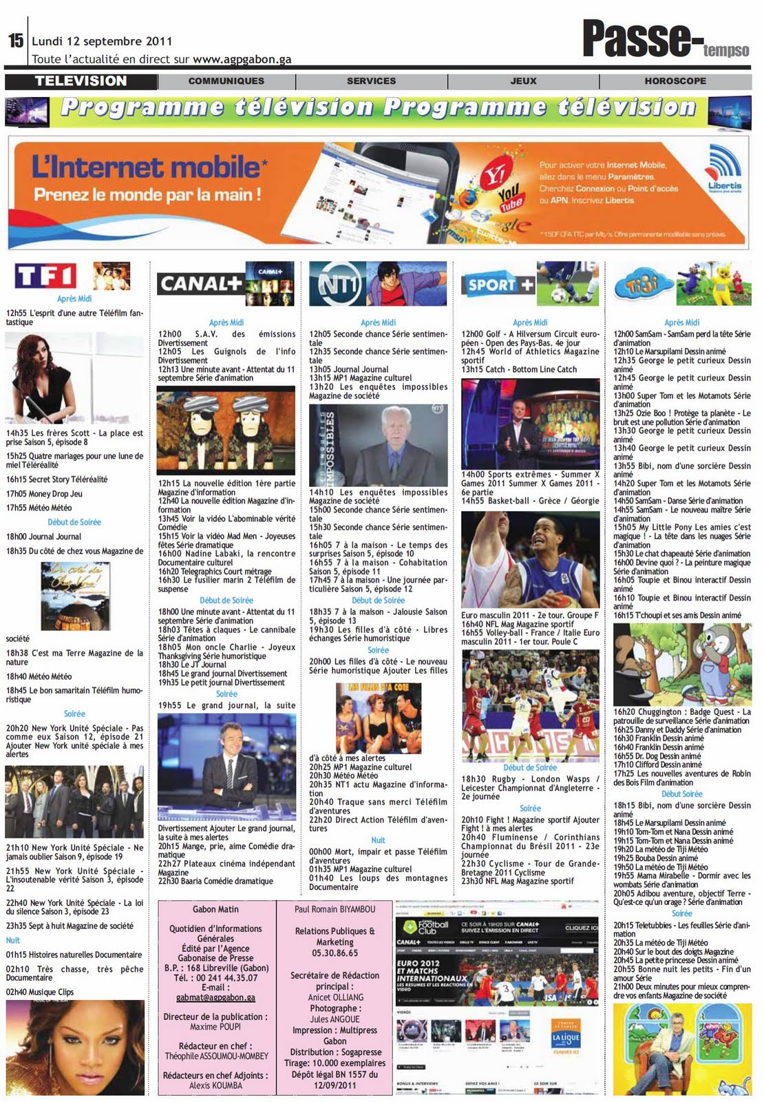 WE ARE PUBLISING THE GABONESE NEWSPAPER “GABON MATIN” OF MONDAY, 12 ...