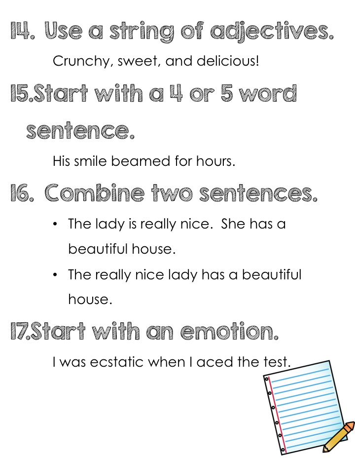 Killeen Up Your Writing: 17 Sentence Starters