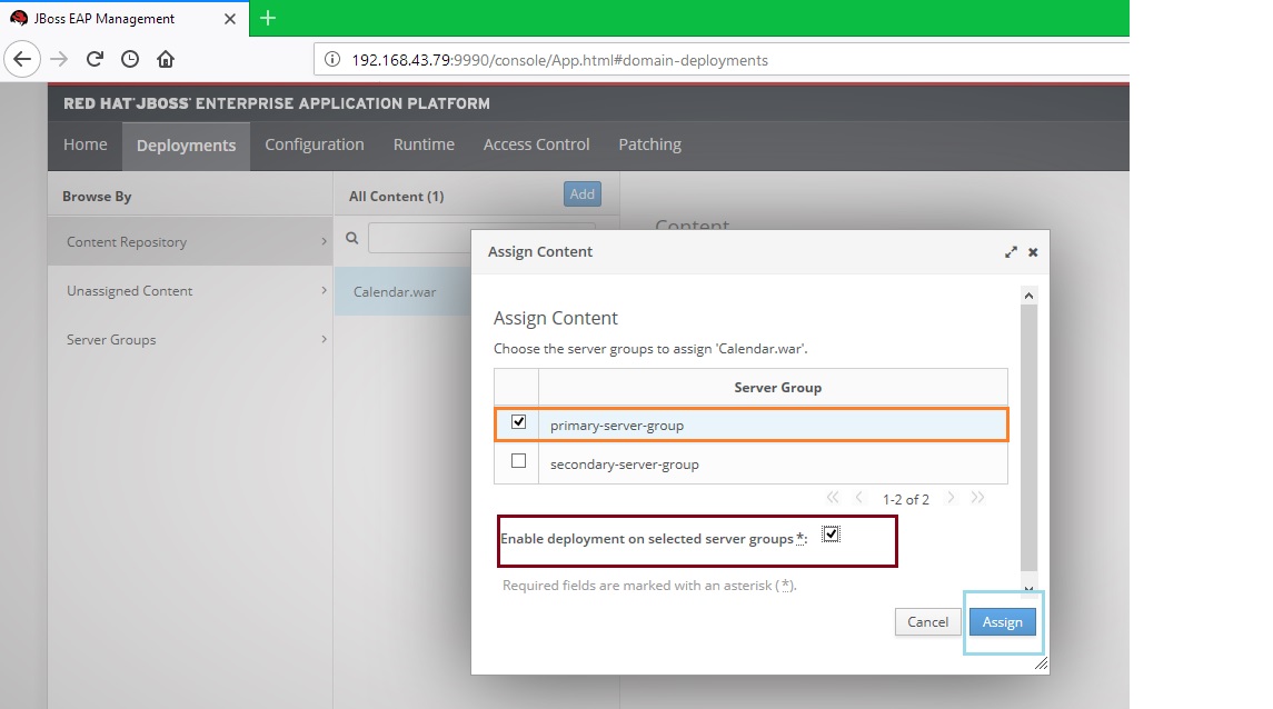 MiddlewareBox: JBoss EAP 7 - DOMAIN DEPLOYMENT - GUI CONSOLE MODE.