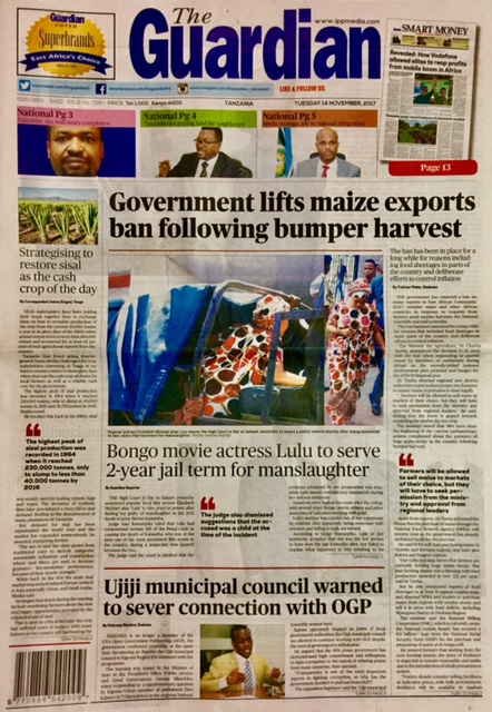 TOP STORIES IN TANZANIA TODAY'S NEWSPAPERS, NOVEMBER 14, - Simon Mayunga Official