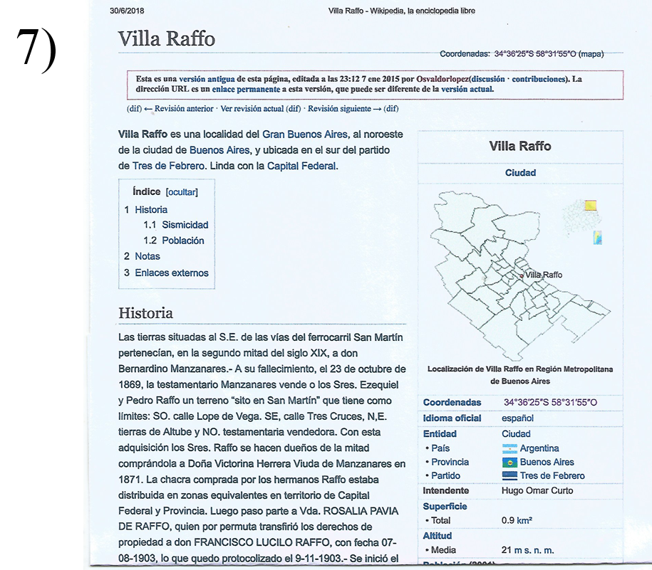 Villa Raffo Fundador y pobladores: HISTORIADOR