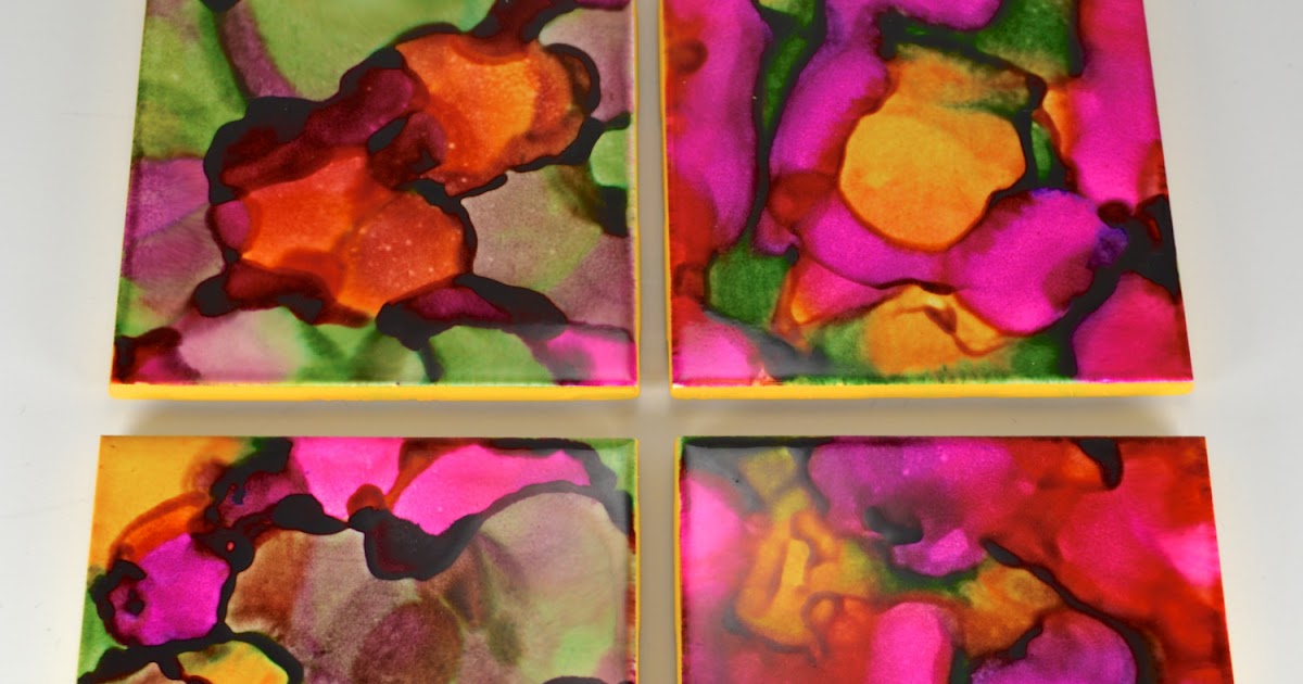 College Gloss: DIY: Alcohol Ink-Dyed Coasters
