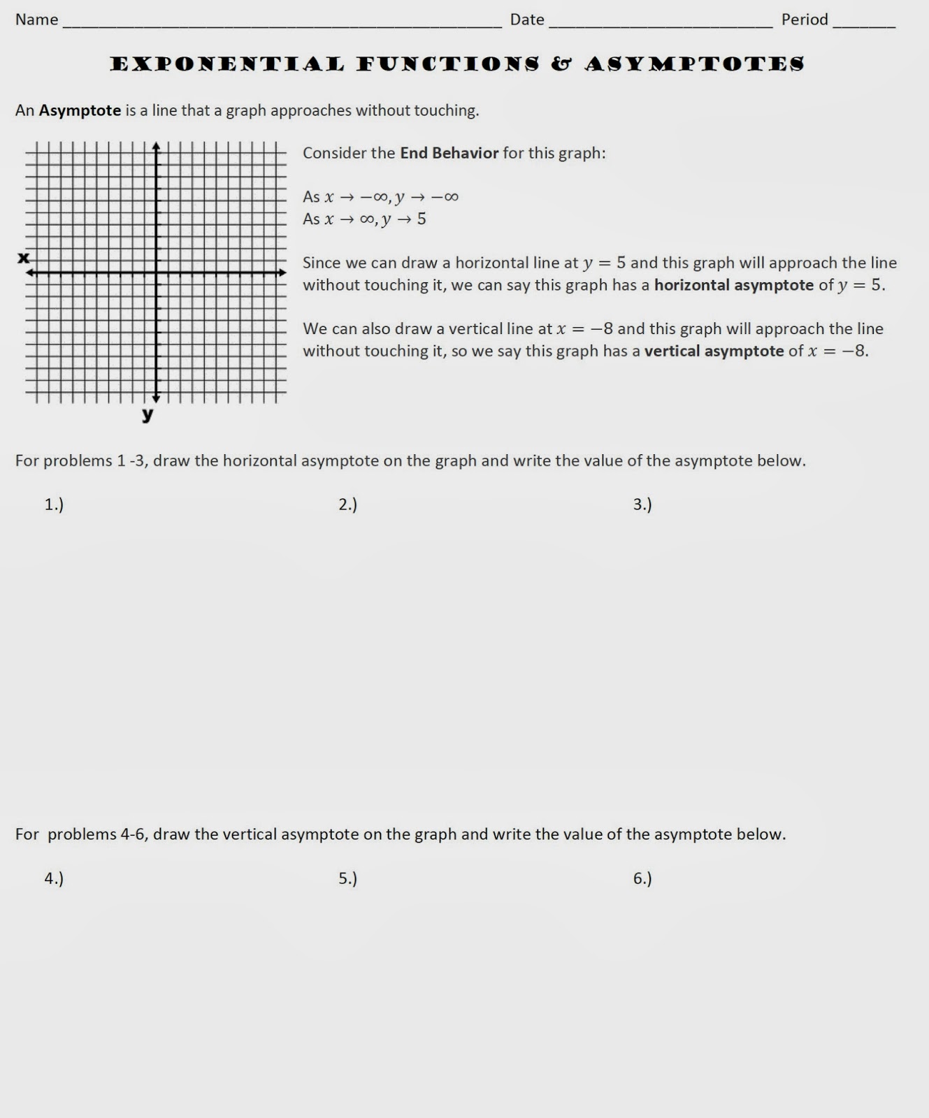 Mr Matt S Math Classes Assignment Exponential Functions And Asymptotes