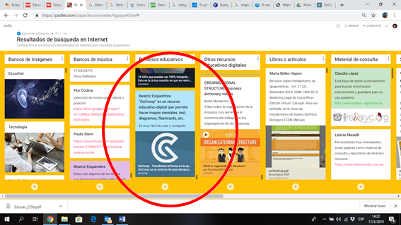 BeaE TIC: Mi búsqueda significativa de información, compartida en “padlet”