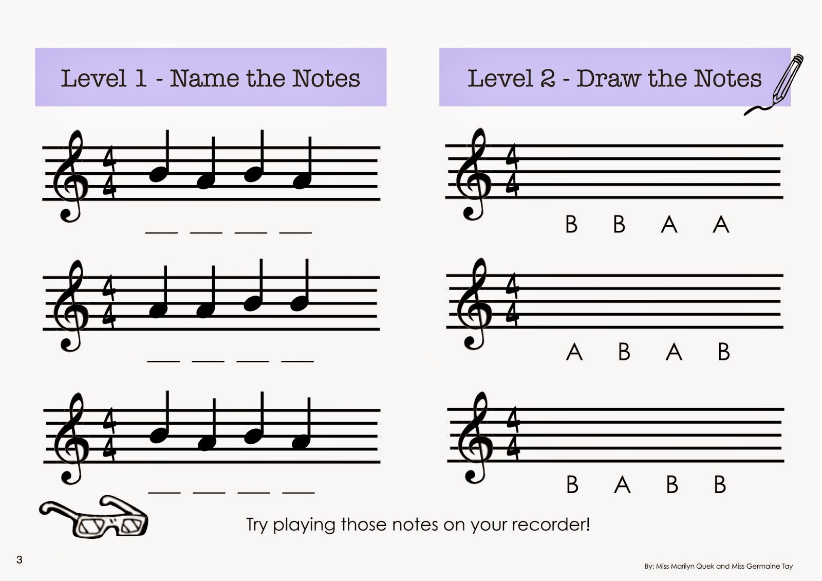 Recorder Lesson 1 - B and AThe Musician Cat