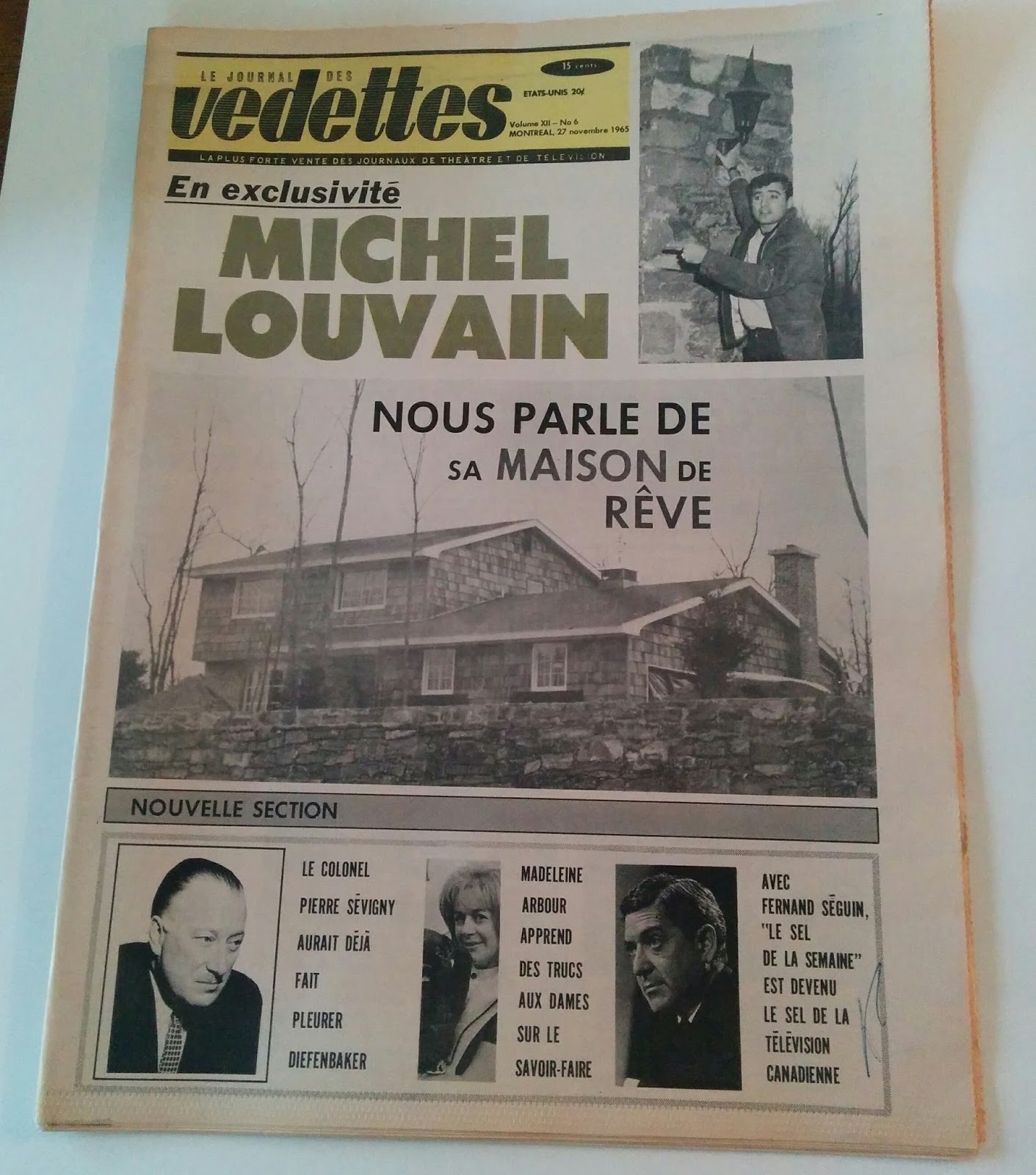 LE JOURNAL DES VEDETTES (Montréal) 27 novembre 1965, Michel Louvain ...