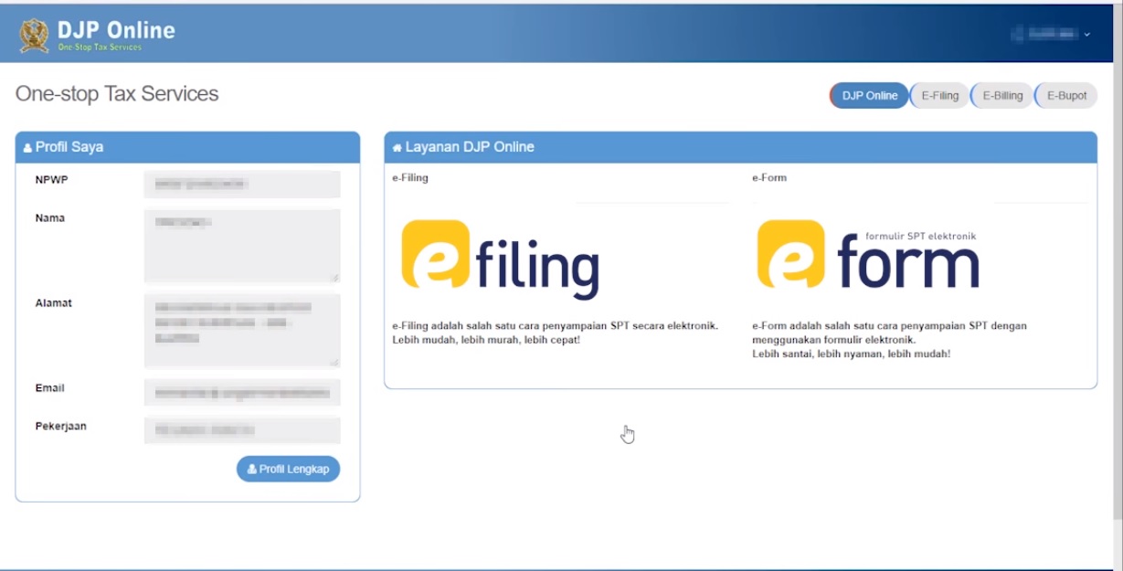 Cara Pengisian e-Form DJP Online