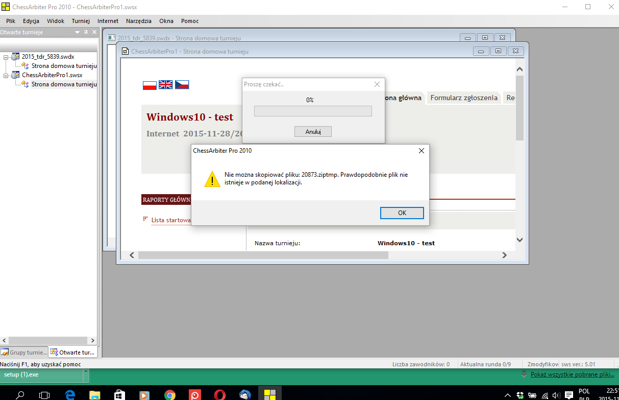 szachy i biegi: Windows 10 a ChessArbiter Pro 2010