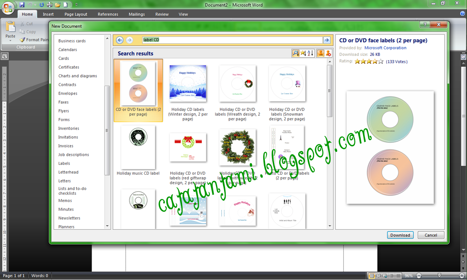 Manajemen Studied: Membuat label CD dengan ms. Word (catatantami ...