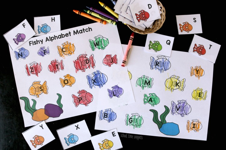 Fishy Fun Letter Matching Worksheet | School Time Snippets