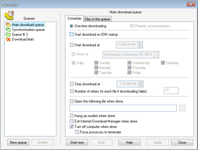 Activate IDM queue for continuous file downloading