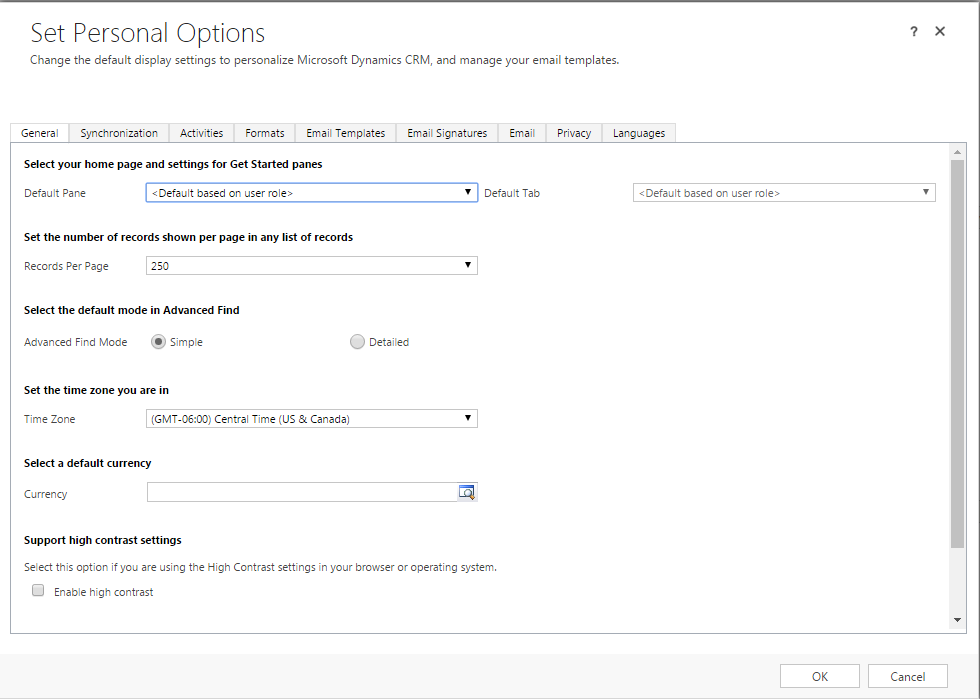 Ms Crm Customization Personal Options In Ms Crm System