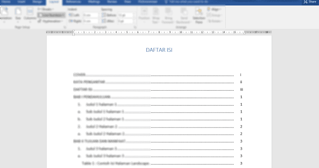 CARA MEMBUAT DAFTAR ISI OTOMATIS