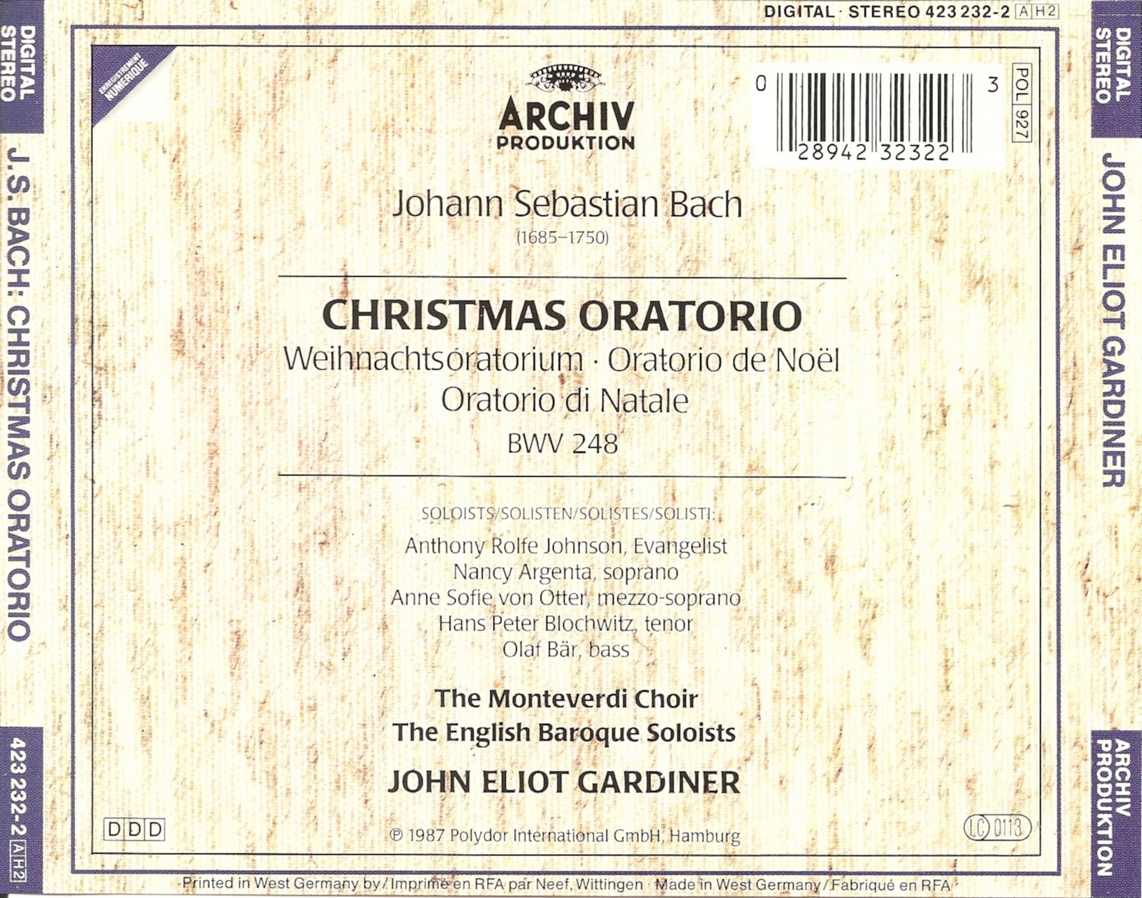 The First Pressing CD Collection: Johann Sebastian Bach - Christmas ...