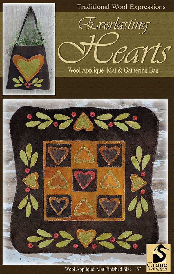 Crane Design by Jan Mott Wool Applique Penny Rug & Punchneedle Patterns ...