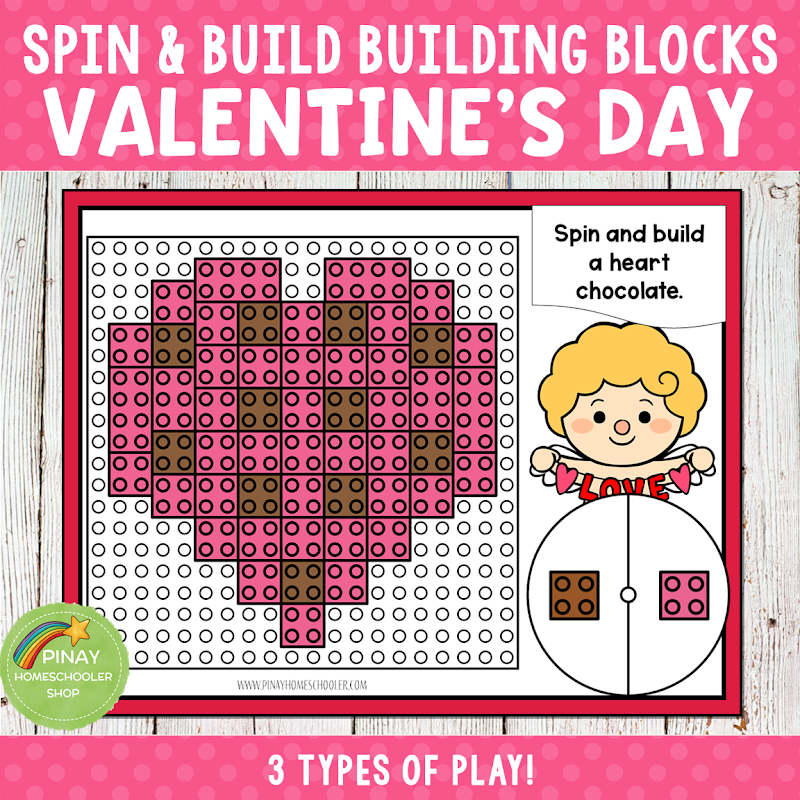 Valentines Day Spin and Build Building Blocks | The Pinay Homeschooler