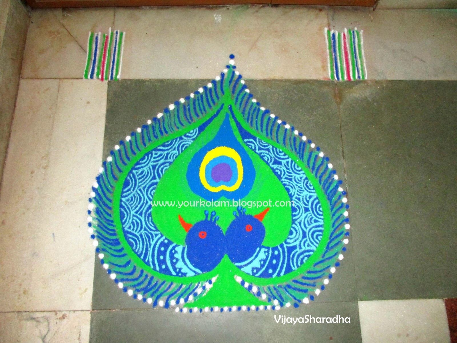அழியாத கோலம்/ ముగ్గులు / रंगोली : PEACOCK RANGOLI/ MAYIL KOLAM