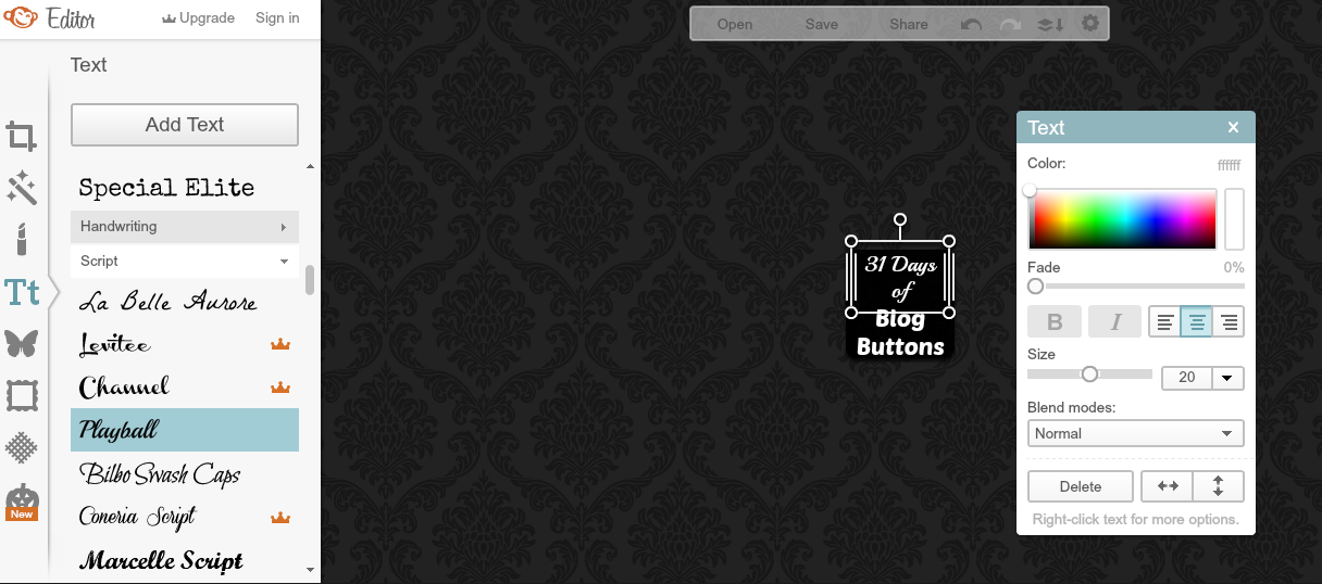 The Engineered Home: 31 Days: Making a Simple Blog Button using Picmonkey