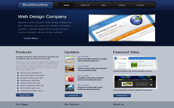 Free Smooth Blue Business CSS Website Template