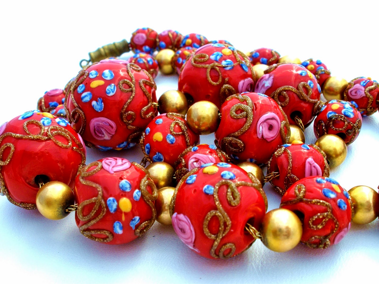 The Jewelry Lady's Store: Venetian Wedding Cake Red Glass Bead ...