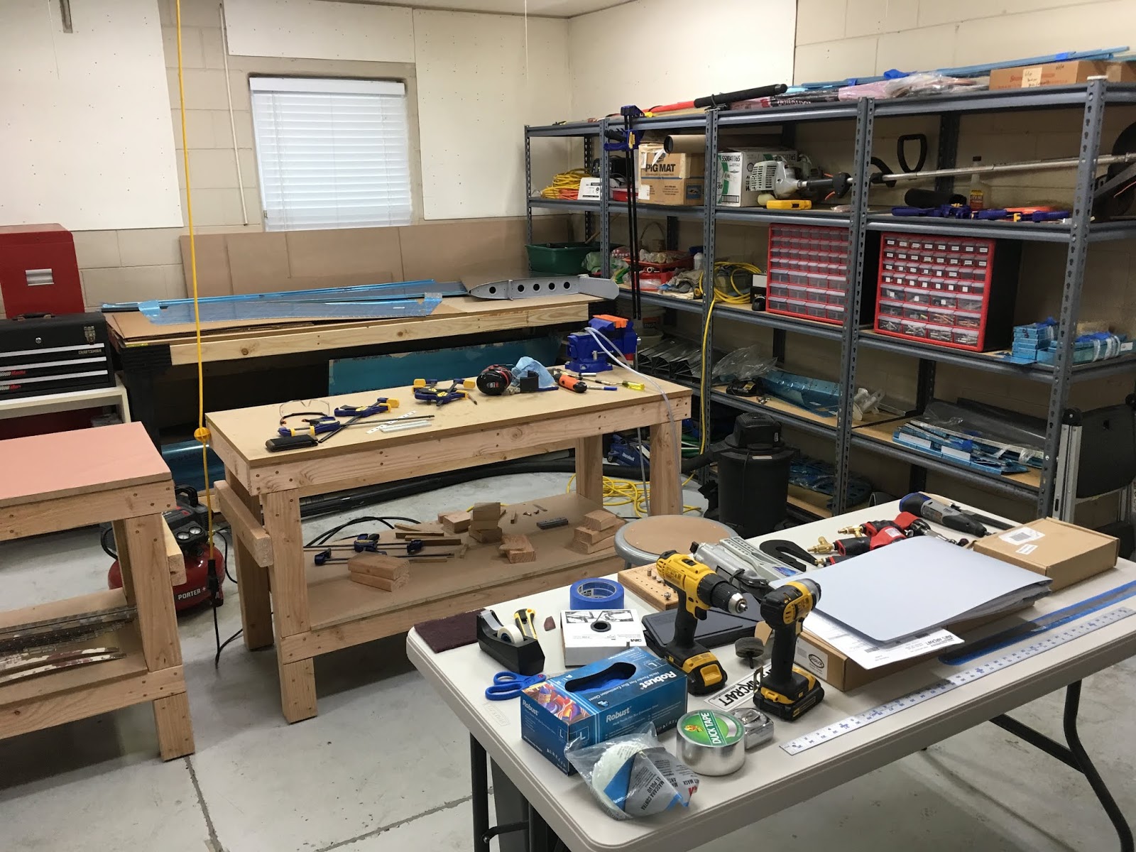 Alex's RV-14A Build Log: Section 7 - Rudder (new bench/shelf; trailing ...
