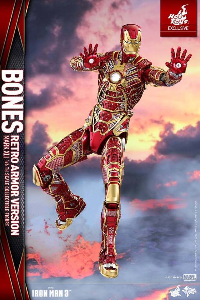 Hot Toys《鐵甲奇俠3》「紅金」Iron Man Mark 41 Bones (Retro Armor Version)1：6 比例珍藏 ...