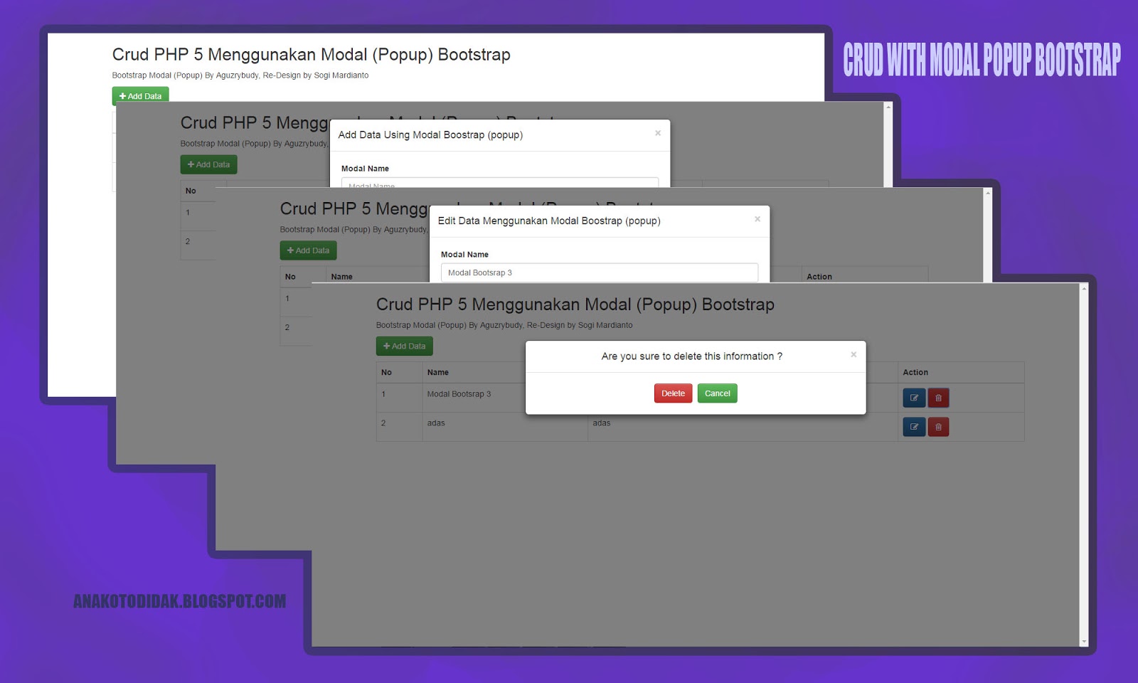 PHP System CRUD (Create - Read - Update - Delete) With Modal Popup Bootstrap | Anak Otodidak