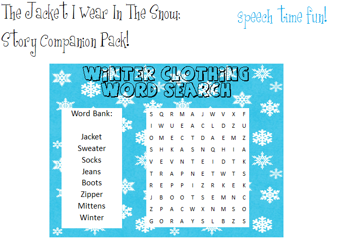 The Jacket I Wear In The Snow: Story Companion Activity Pack! - Speech ...