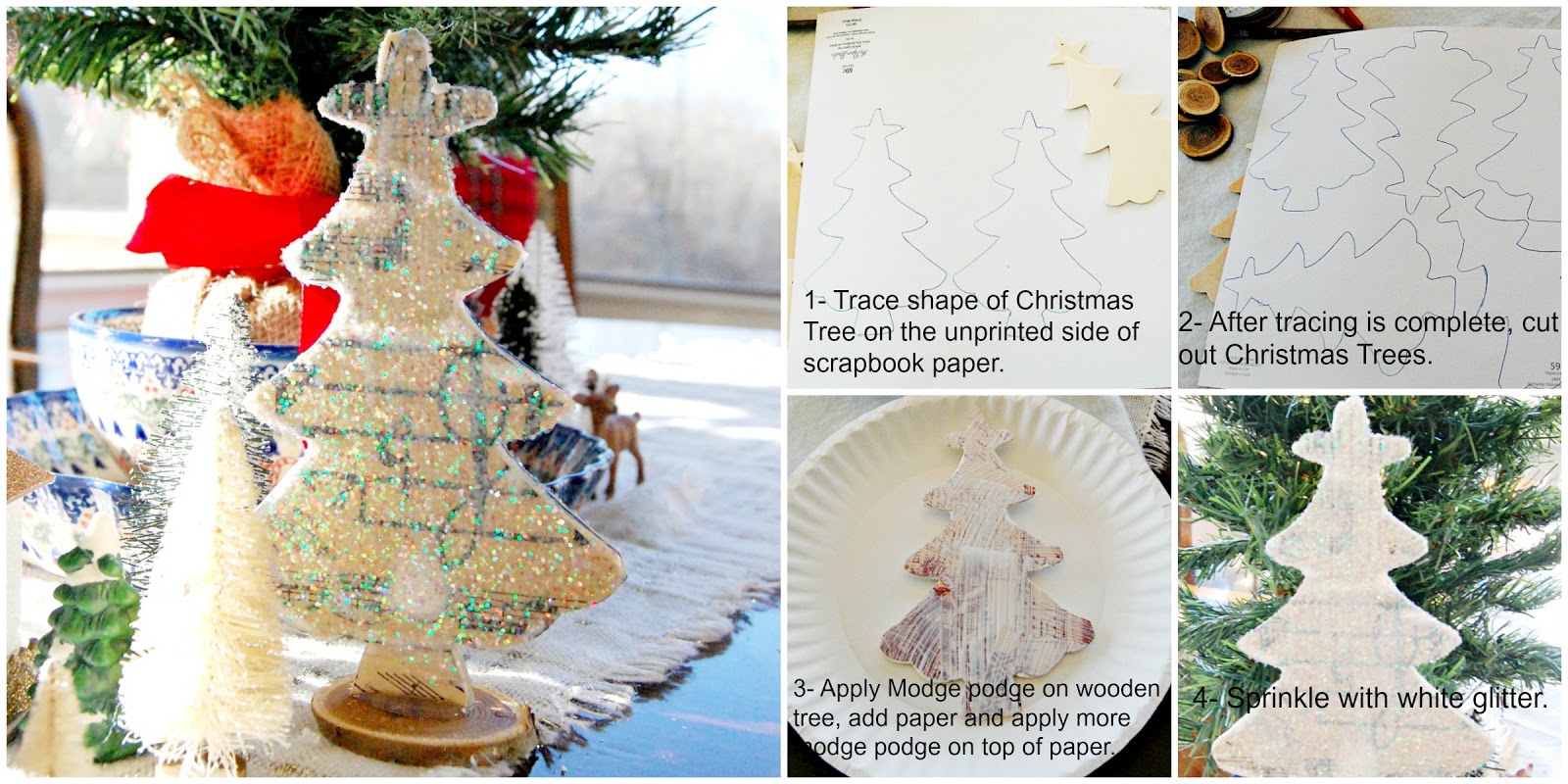 DIY Scrapbook Paper Christmas Trees & Vignette - At Home with Jemma