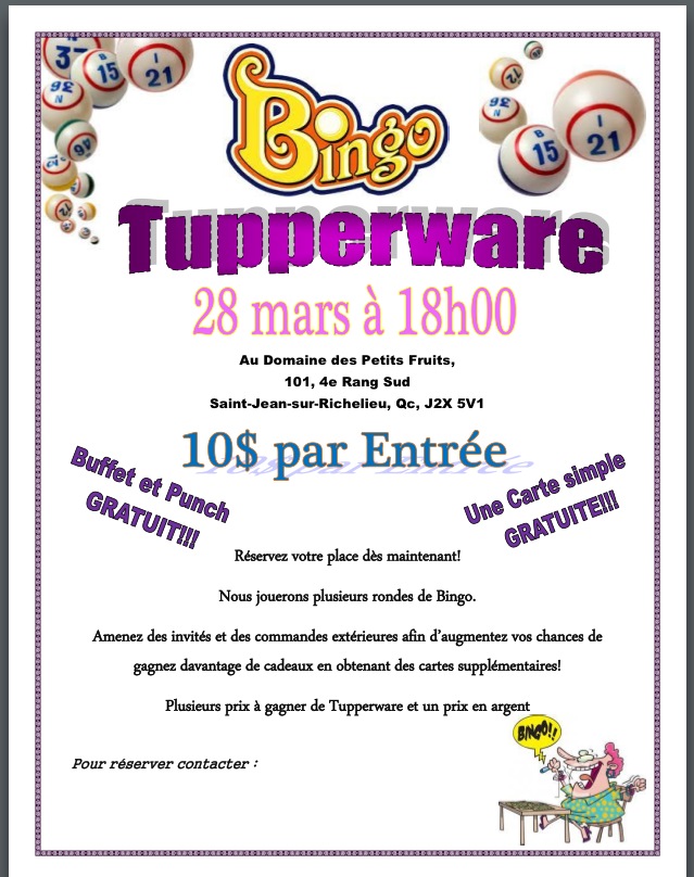 Aureve Passions Tupperware: Bingo Tupperware !!! 28 mars 13
