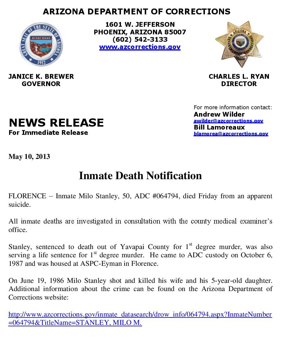 Arizona Prison Watch (retired): AZ Death Row Deaths in Custody: Suicide ...