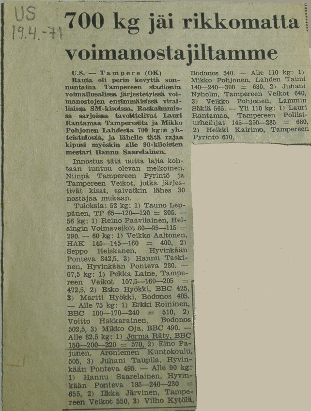 Jorma Raty - The Best Back In The World: | 1969 - 1971