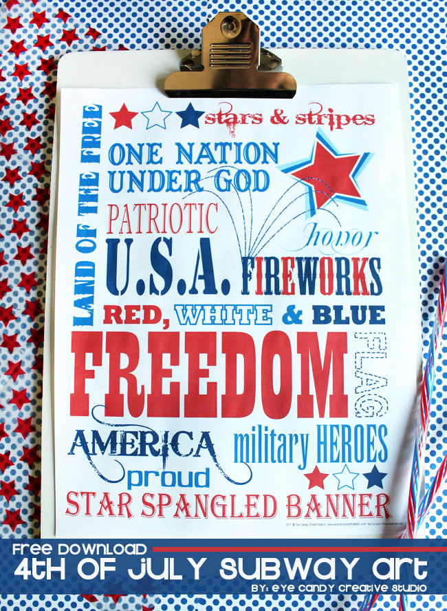 Eye Candy Creative Studio: FREEBIE :: 4th Of July Subway Art